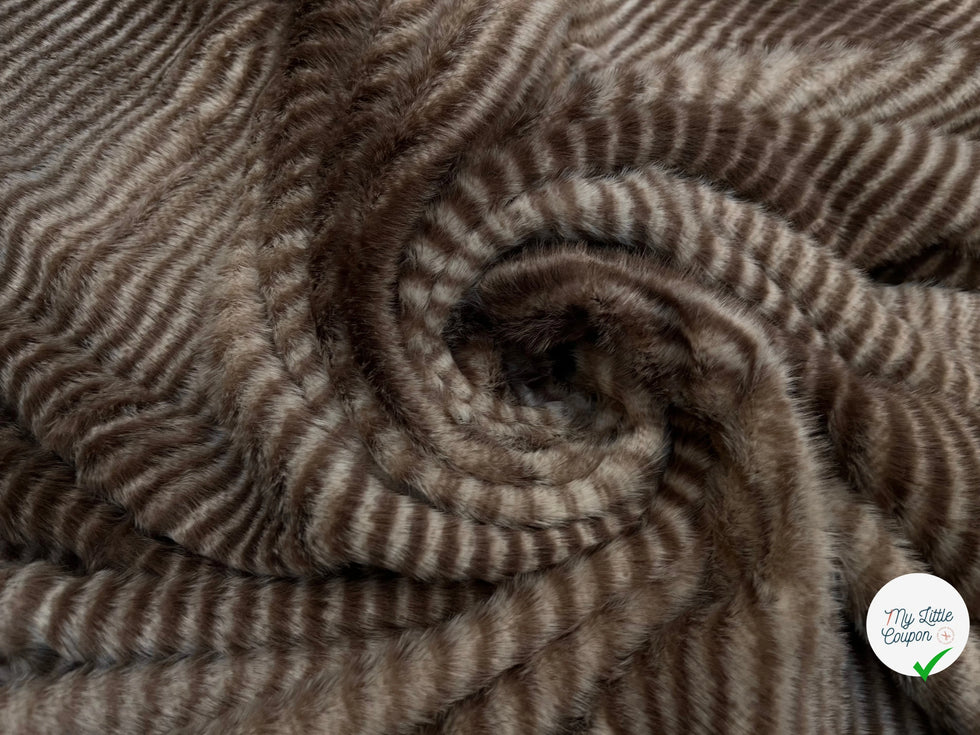 FAUSSE FOURRURE RAYURE MARRON BEIGE - My Little Coupon