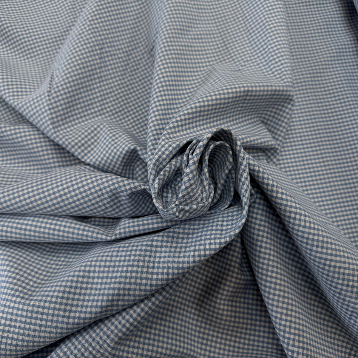 OXFORD DE COTON PETIT VICHY BLEU BÉBÉ - My Little Coupon