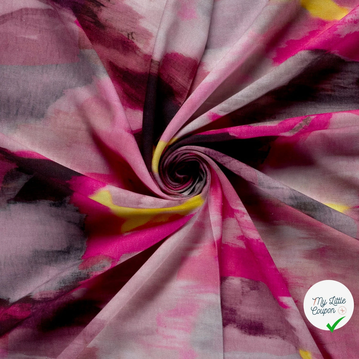 Viscose et lin abstrait fuchsia | My Little Coupon